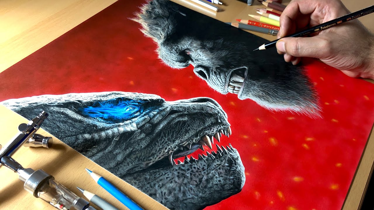 Godzilla vs Kong comes to life in this epic drawing