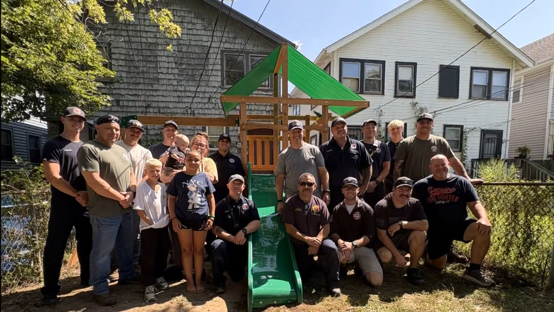 Columbus firefighters build playground for child battling cancer
