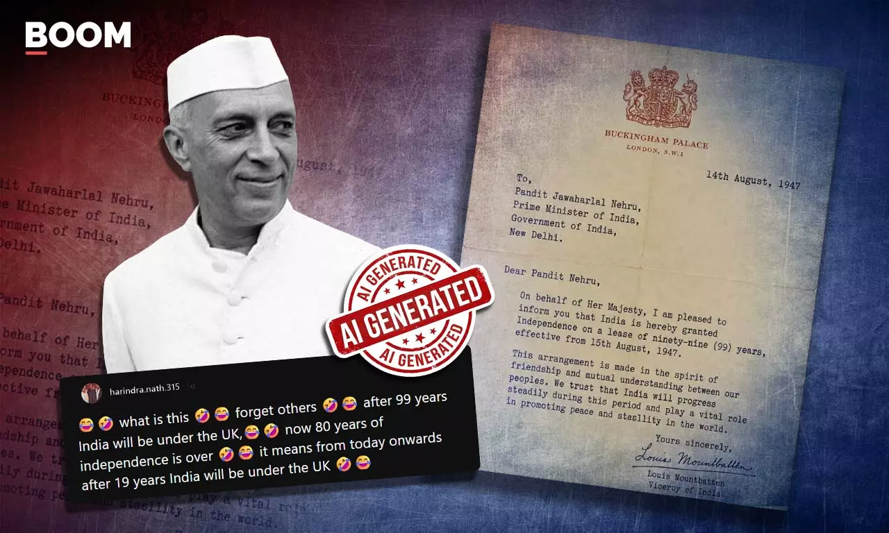 Ai Letter Falsely Claims India Got Independence On 99 Year Lease