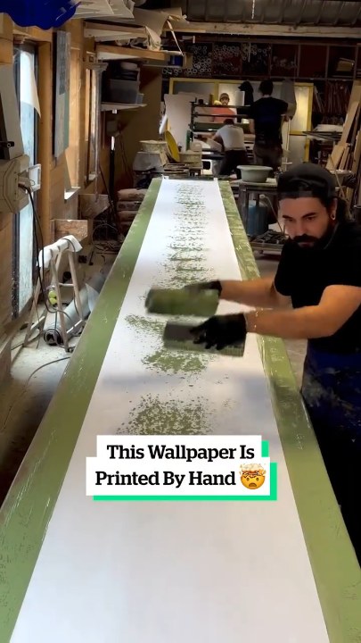 This wallpaper is printed by hand