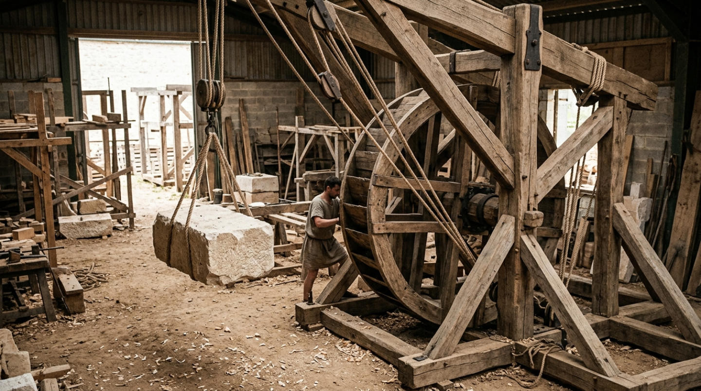 The Romans built a crane that could lift 14 tons