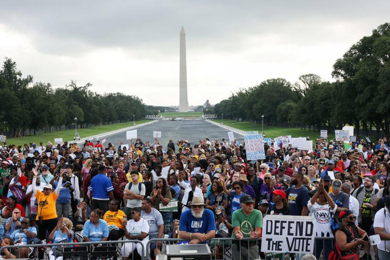 Thousands march in Washington as leaders warn of voting and civil ...