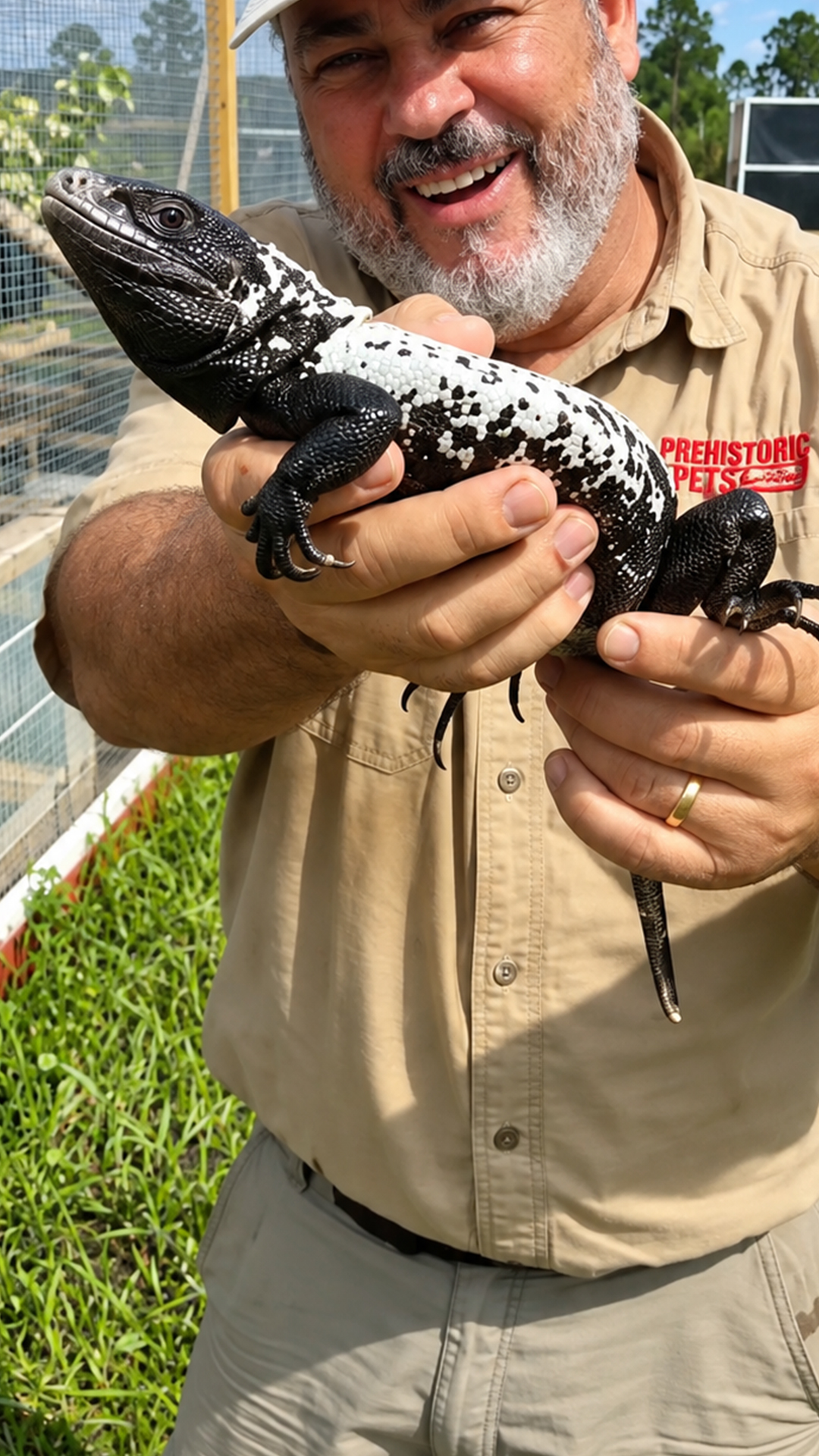 This beautiful black and white lizard looks calm until it suddenly bites