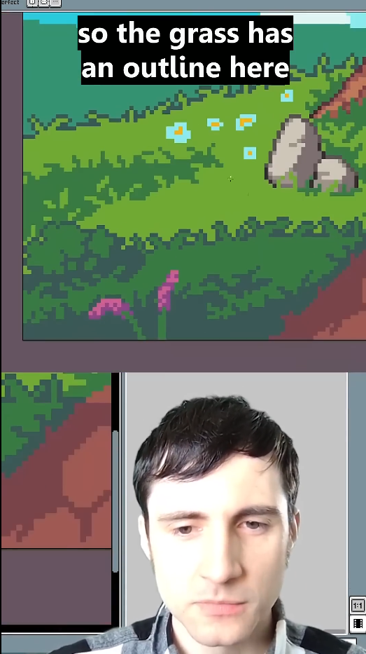 Where grass meets ground in pixel art