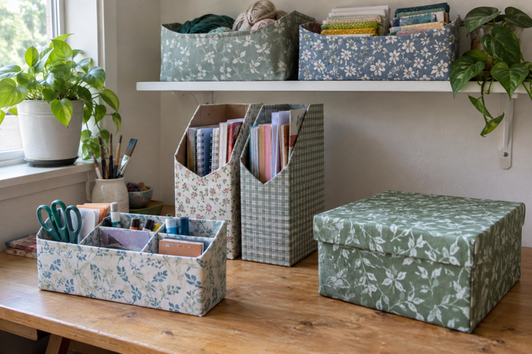 14 cardboard box crafts that create useful home storage