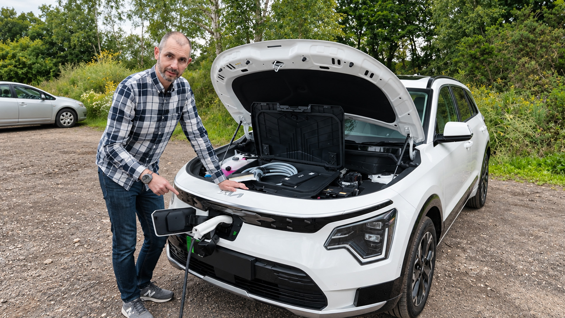Kia e-Niro uses front storage space for the charging cable