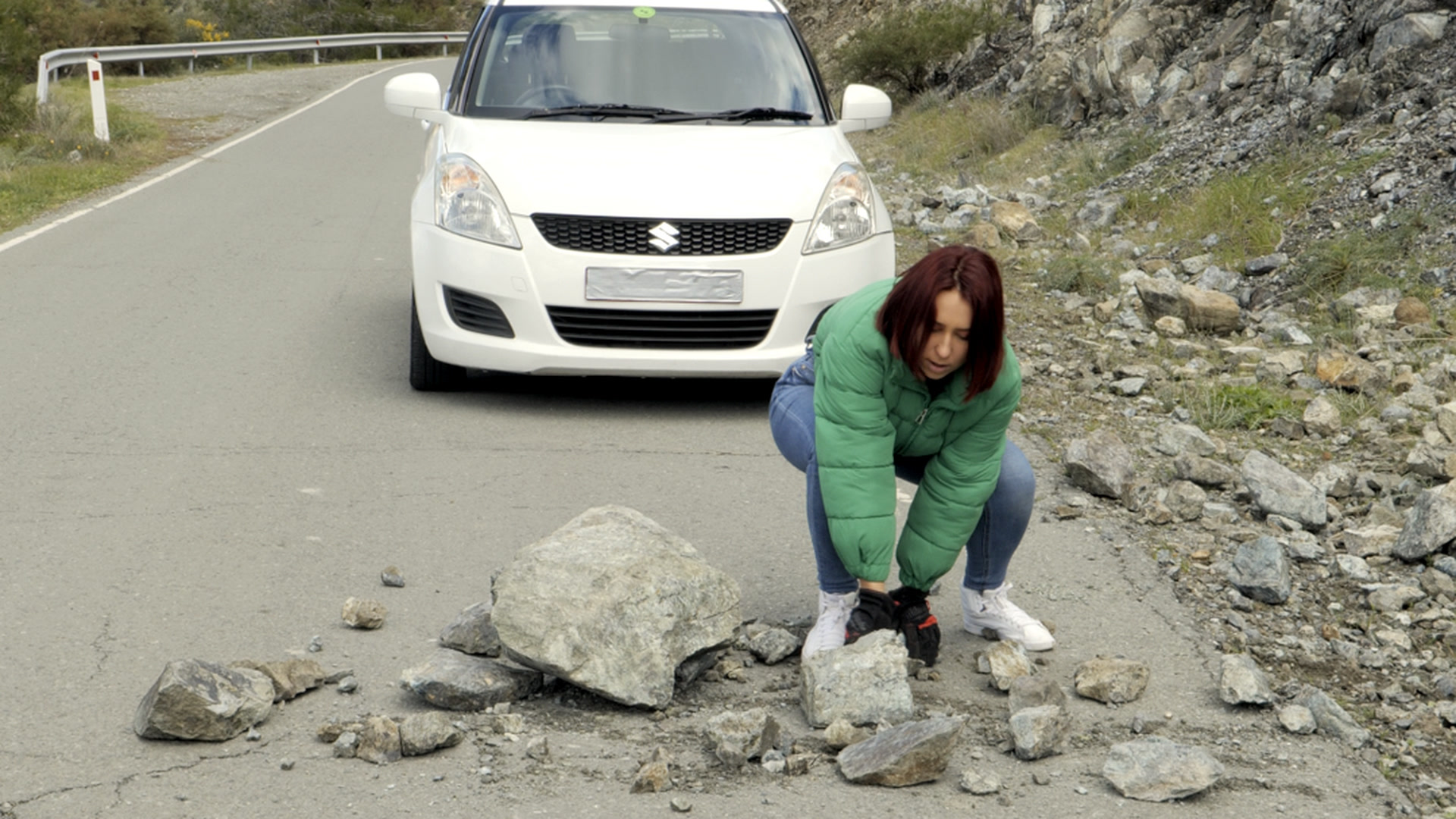 Safe and clean road to drivers by hand of kind woman