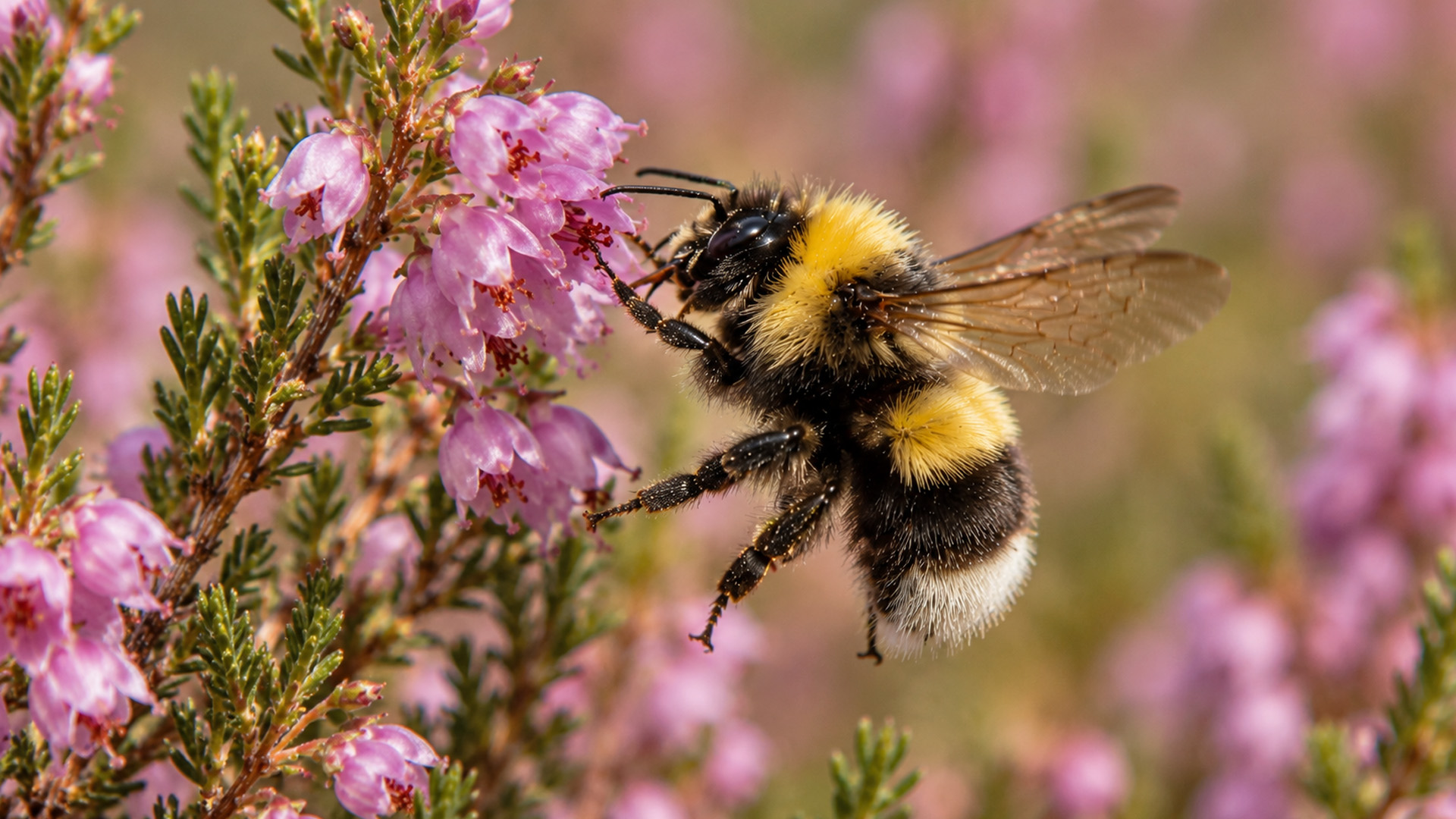 Hidden Camera Captures A Bumblebee Feeding On Pink Flowers 4987