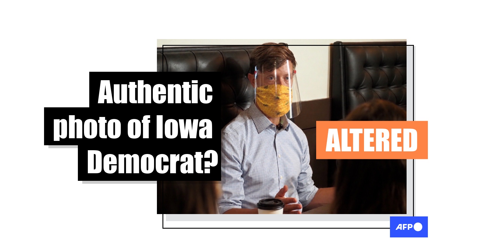 Image of Iowa gubernatorial candidate in face shield is altered