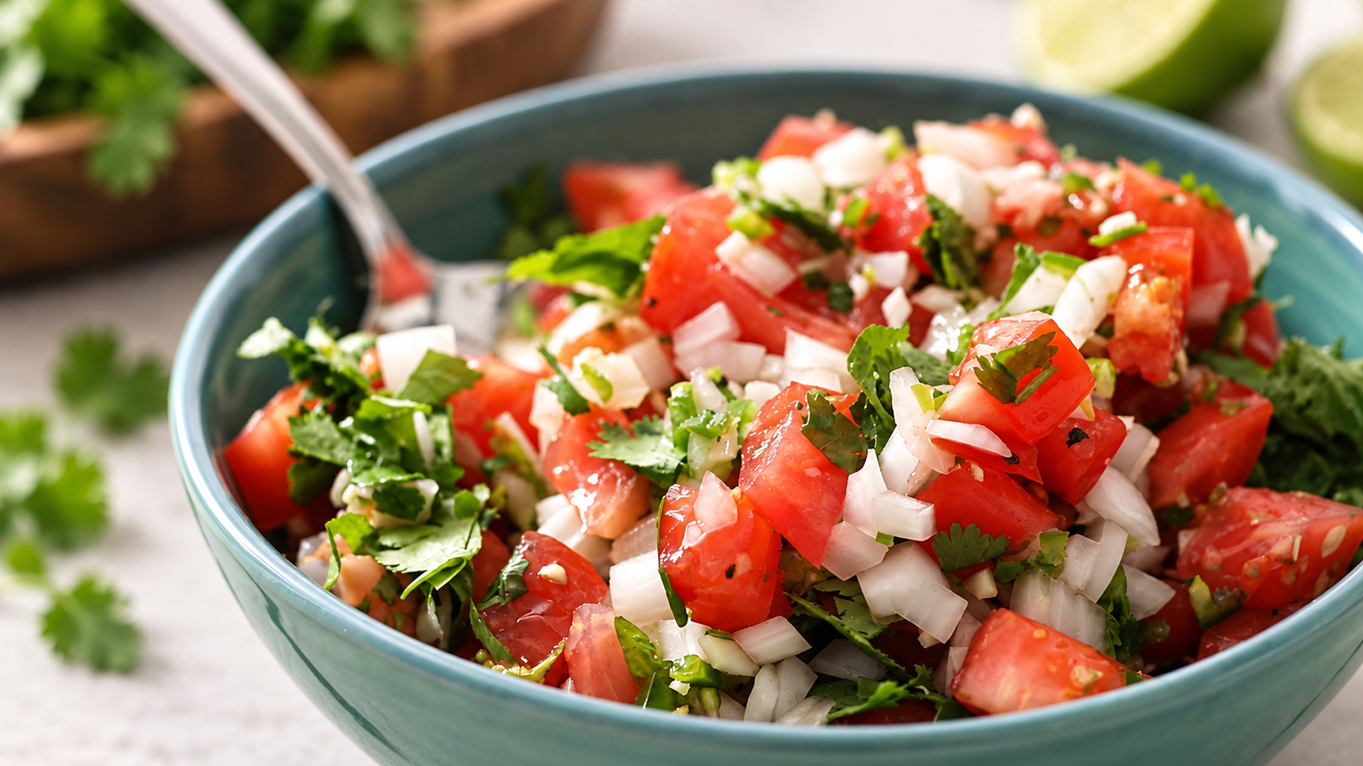 Easy homemade salsa fresca recipe with fresh diced tomatoes