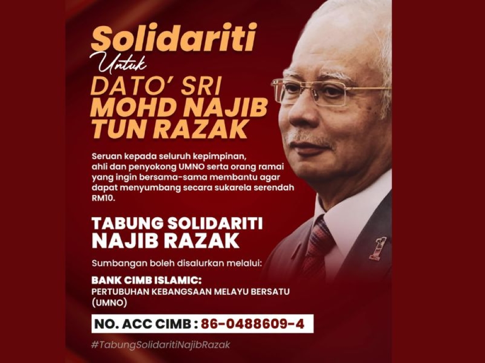 Zahid says Najib solidarity fund hits RM9.25m — still RM40.75m short of ...