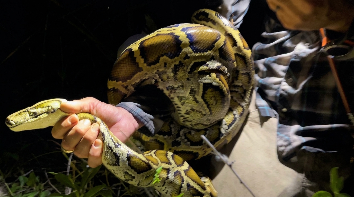 Friday night in the Florida Everglades hunting pythons and alligators