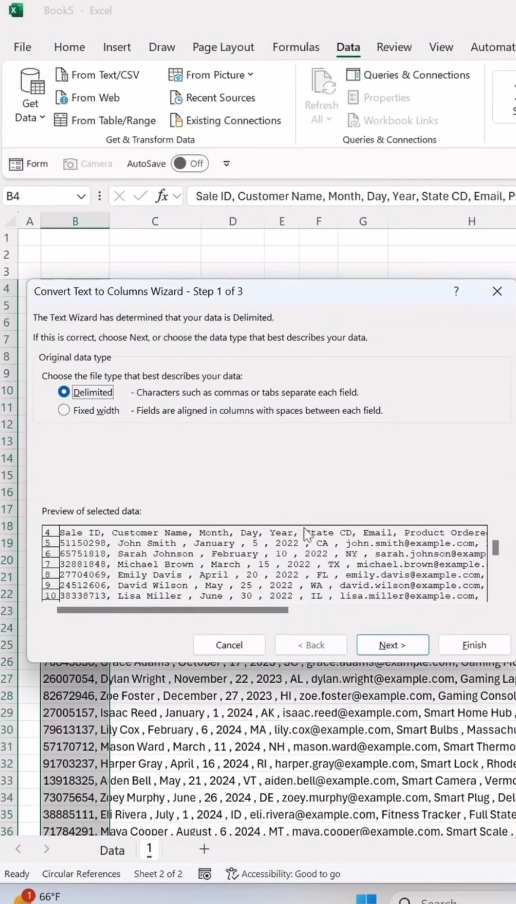 How to organize messy data into separate columns in Excel