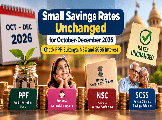 Small savings rates unchanged for October-December 2026: Check PPF ...