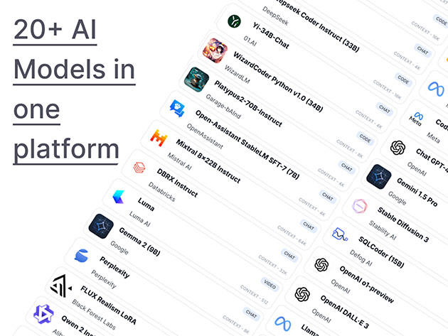 Compare 20+ AI models side by side for $54.97 for life