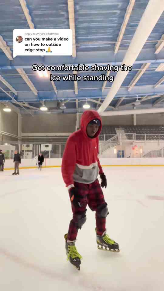 Learn the outside edge stop in ice skating