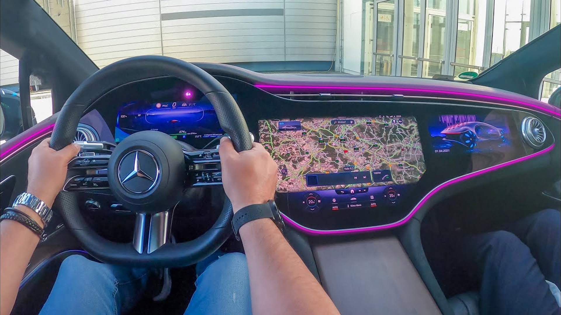 Testing the Mercedes-Benz EQS POV drive with MBUX Hyperscreen