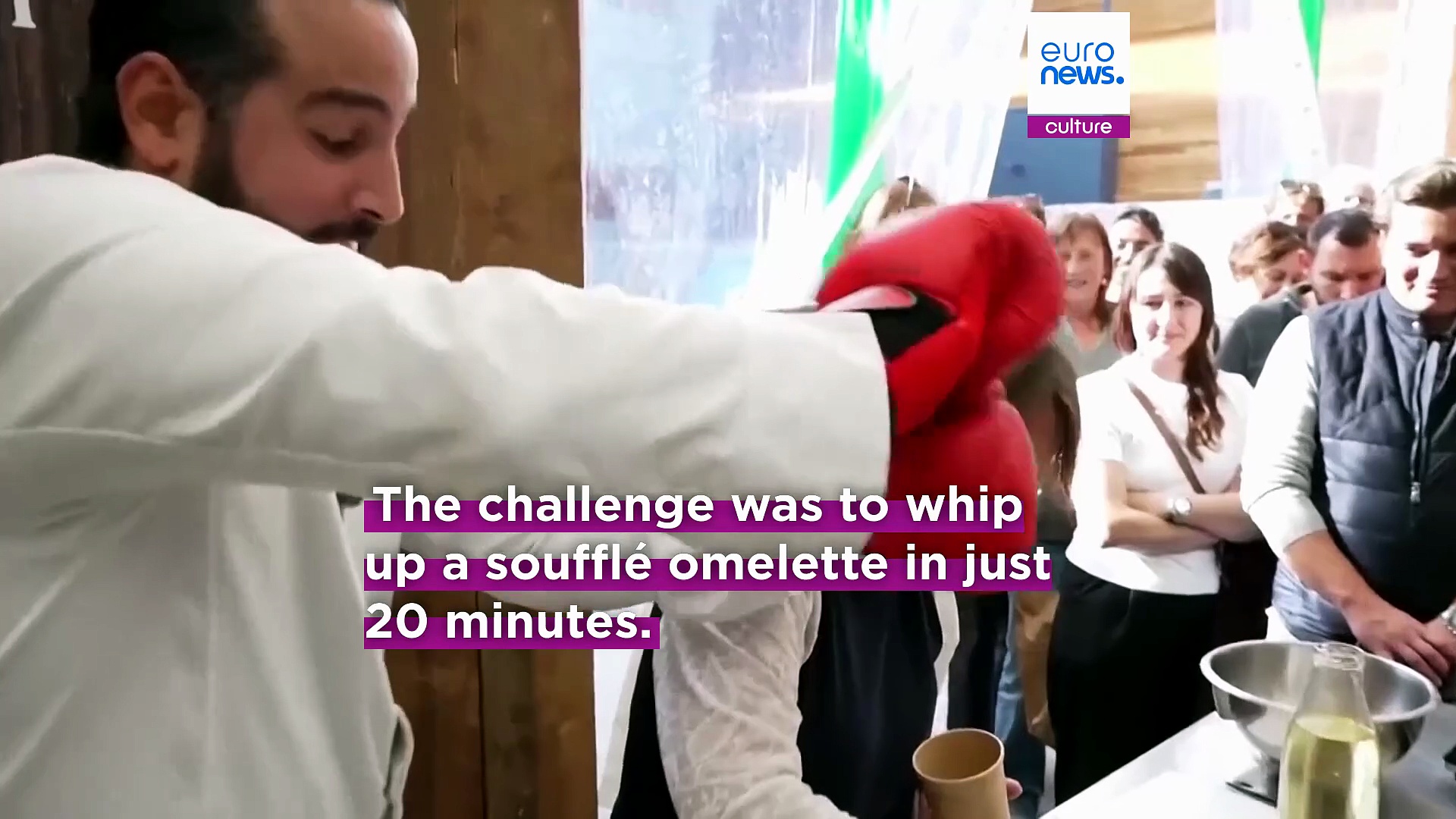 Professional chefs coach amateur cooks in French boxing glove cooking ...