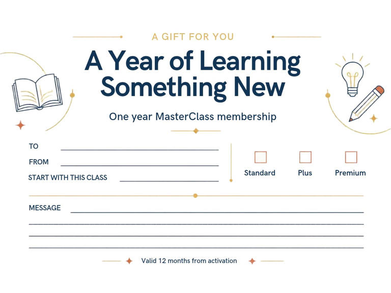 How to gift Masterclass as a gift - 3 printable cards free (2026)