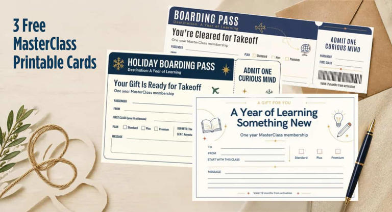 How to gift Masterclass as a gift - 3 printable cards free (2026)