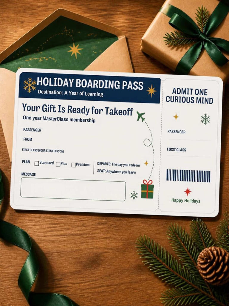 How to gift Masterclass as a gift - 3 printable cards free (2026)