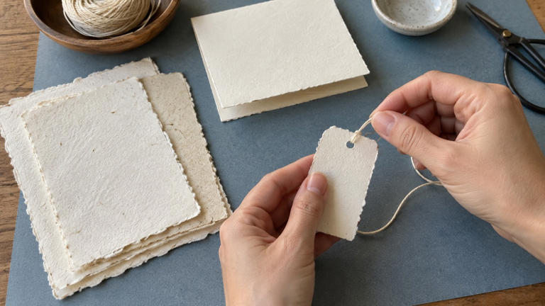Turn paper scraps into handmade paper for cards and gift tags