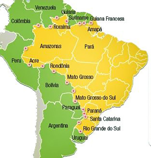 As fronteiras do Brasil na América do Sul