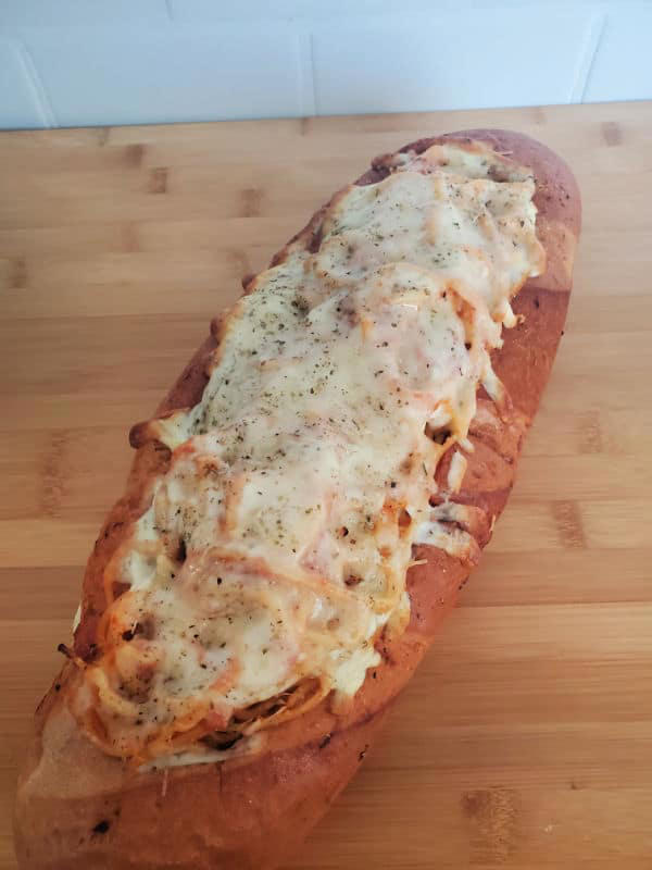 Spaghetti Stuffed Garlic Bread