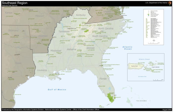 National Parks in the Southeast