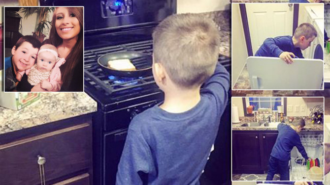 Photo of 6-Year-Old Boy Doing Chores Goes Viral: 'Household Work Isn't ...