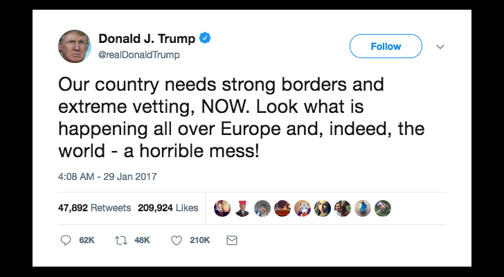 Top Trump tweets since taking office