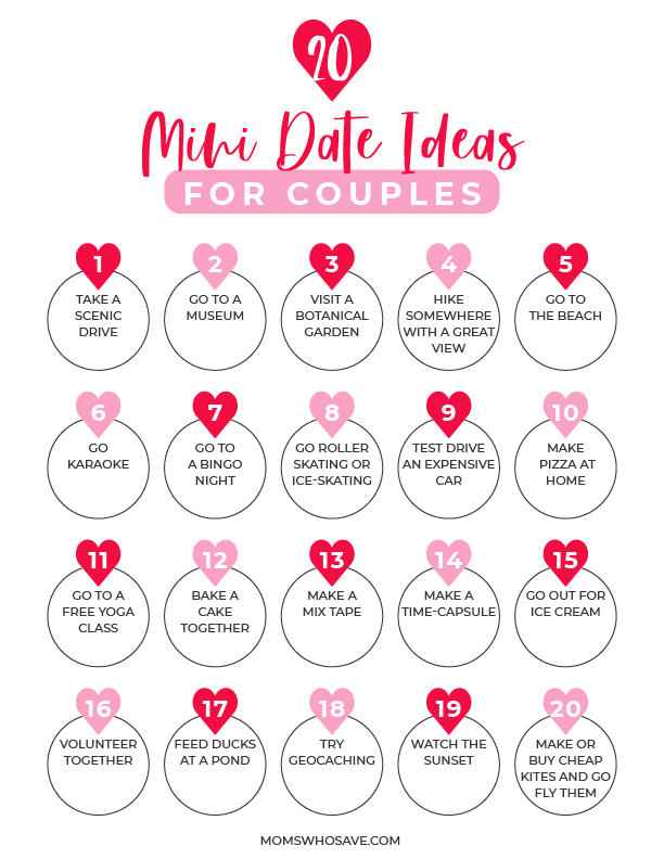 30 Mini Date Night Ideas for Couples + a Free Printable 30 Mini Date Night Ideas for Couples + a Free Printable