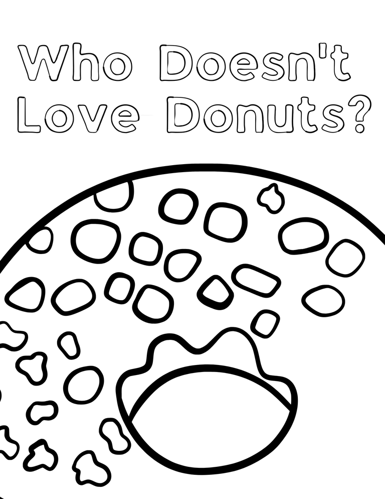 6 cute donut coloring pages