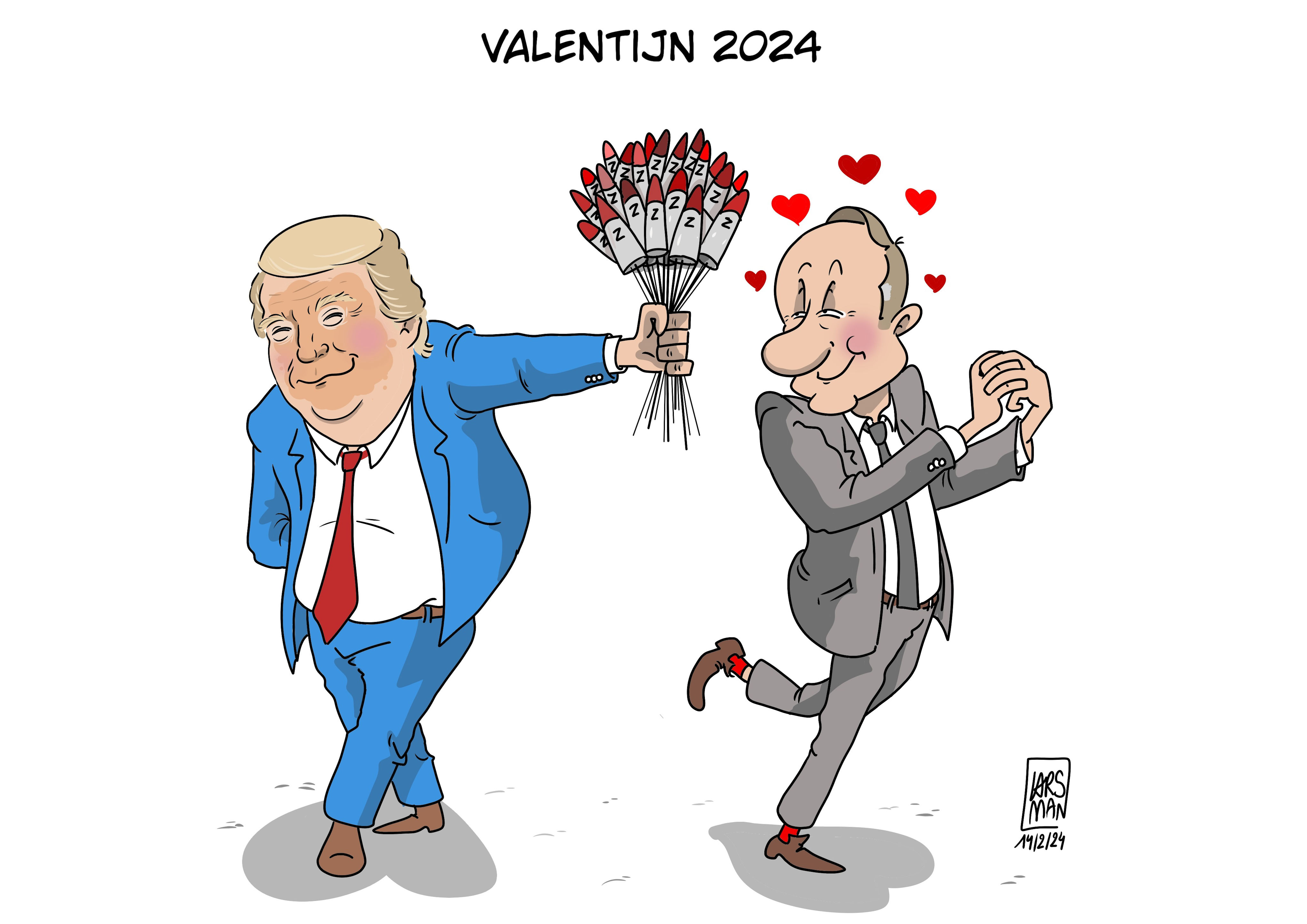 Trump viert valentijn met Poetin