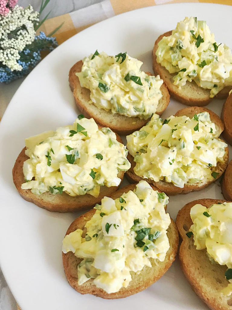 Deviled Egg Crostini