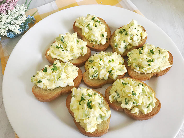 Deviled Egg Crostini