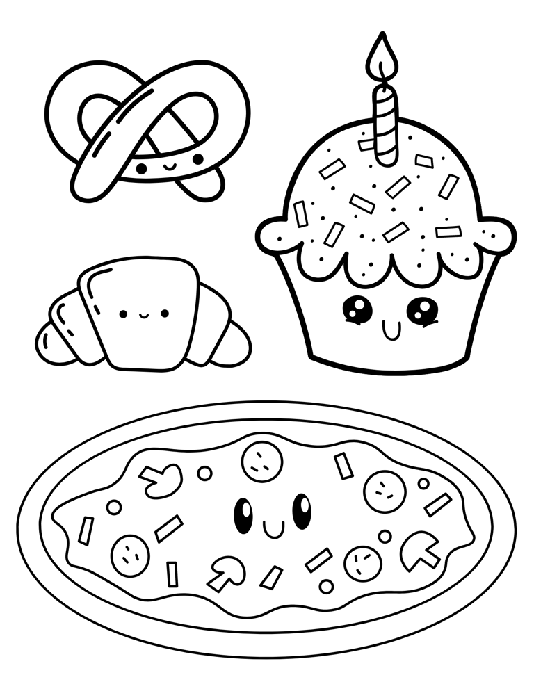 18 Cute Kawaii Food Coloring Pages