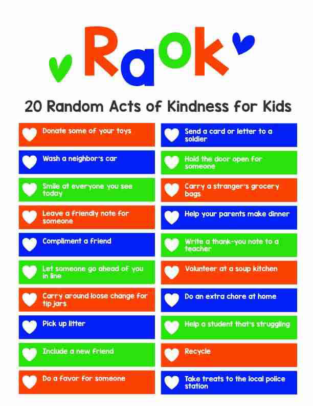 20 Random Acts of Kindness for Kids