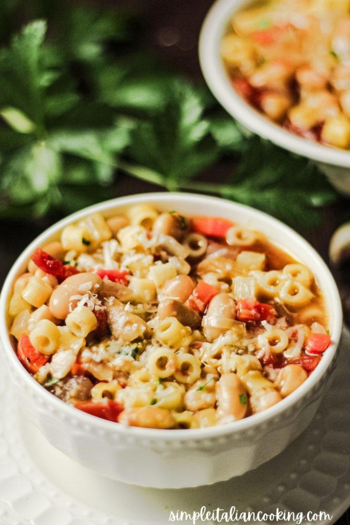 Traditional Italian Pasta Fagioli Soup with Ditalini