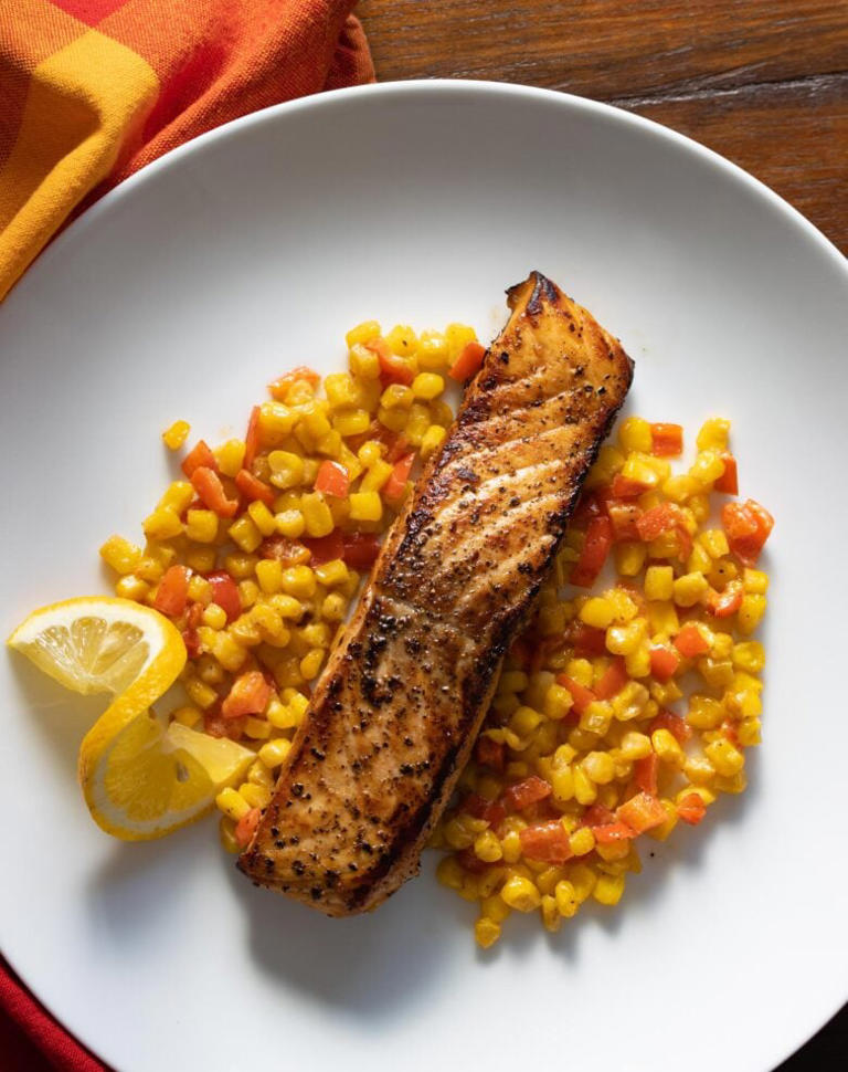 Creamed Corn with Pepper Salmon – Amazing Richness of Flavors