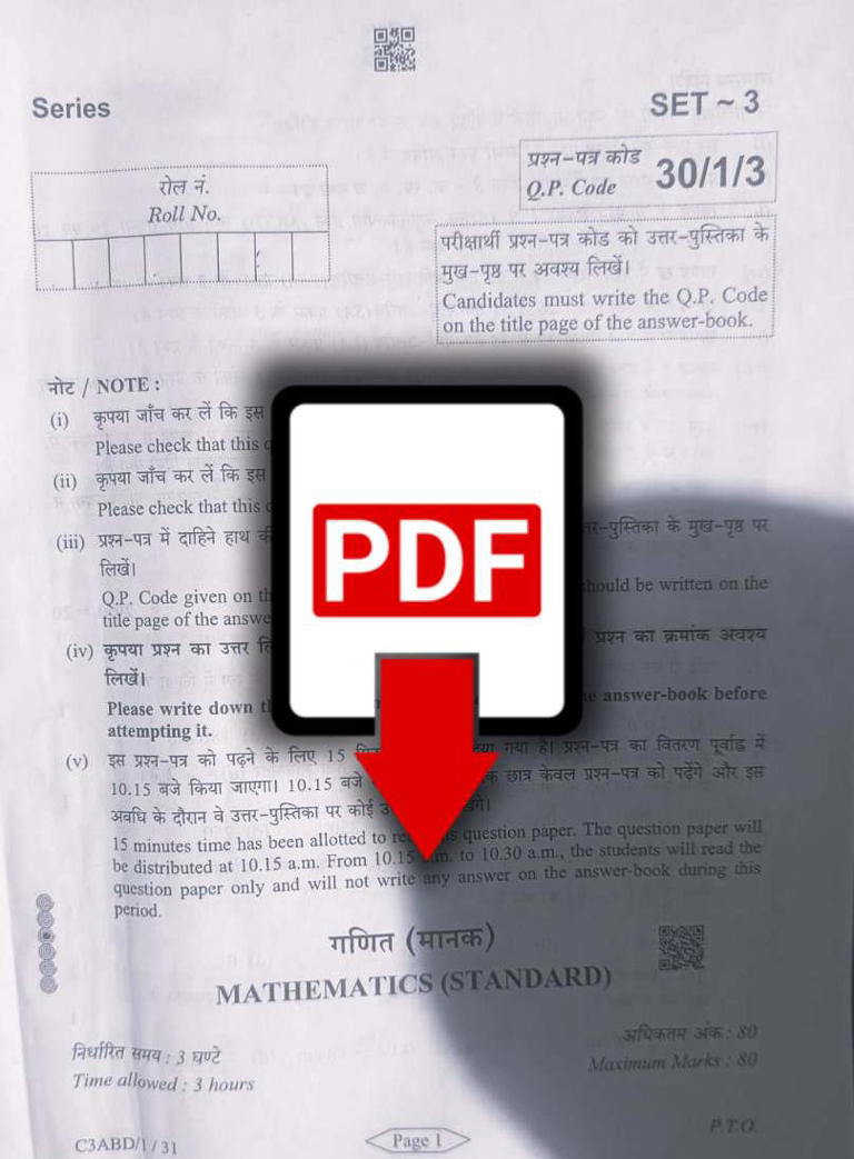 CBSE Class 10 Maths Question Paper 2024, All SETs Download PDF