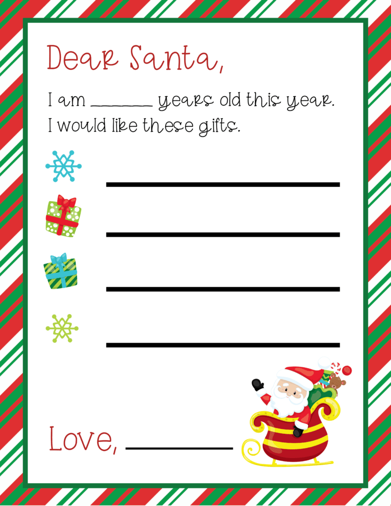 Dear Santa Wish List Printable: Free Downloadable Template for Kids
