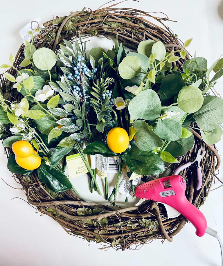 Dollar Store Blueberry Lemon Wreath