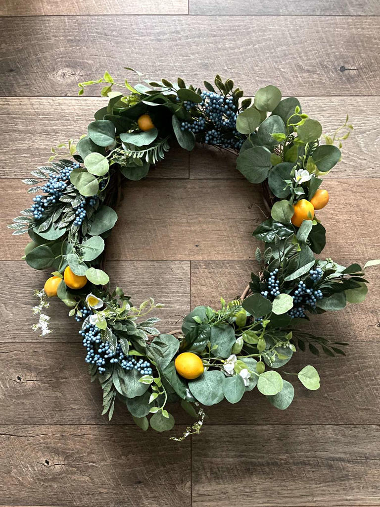 Dollar Store Blueberry Lemon Wreath