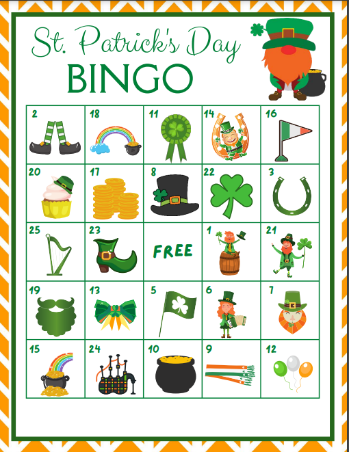Free St Patrick's Day Bingo Cards