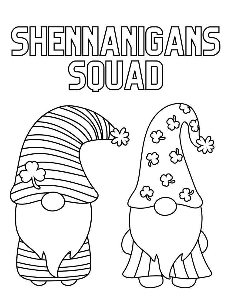 7 St. Patrick’s Day Gnomes Coloring Pages 7 St. Patrick’s Day Gnomes Coloring Pages