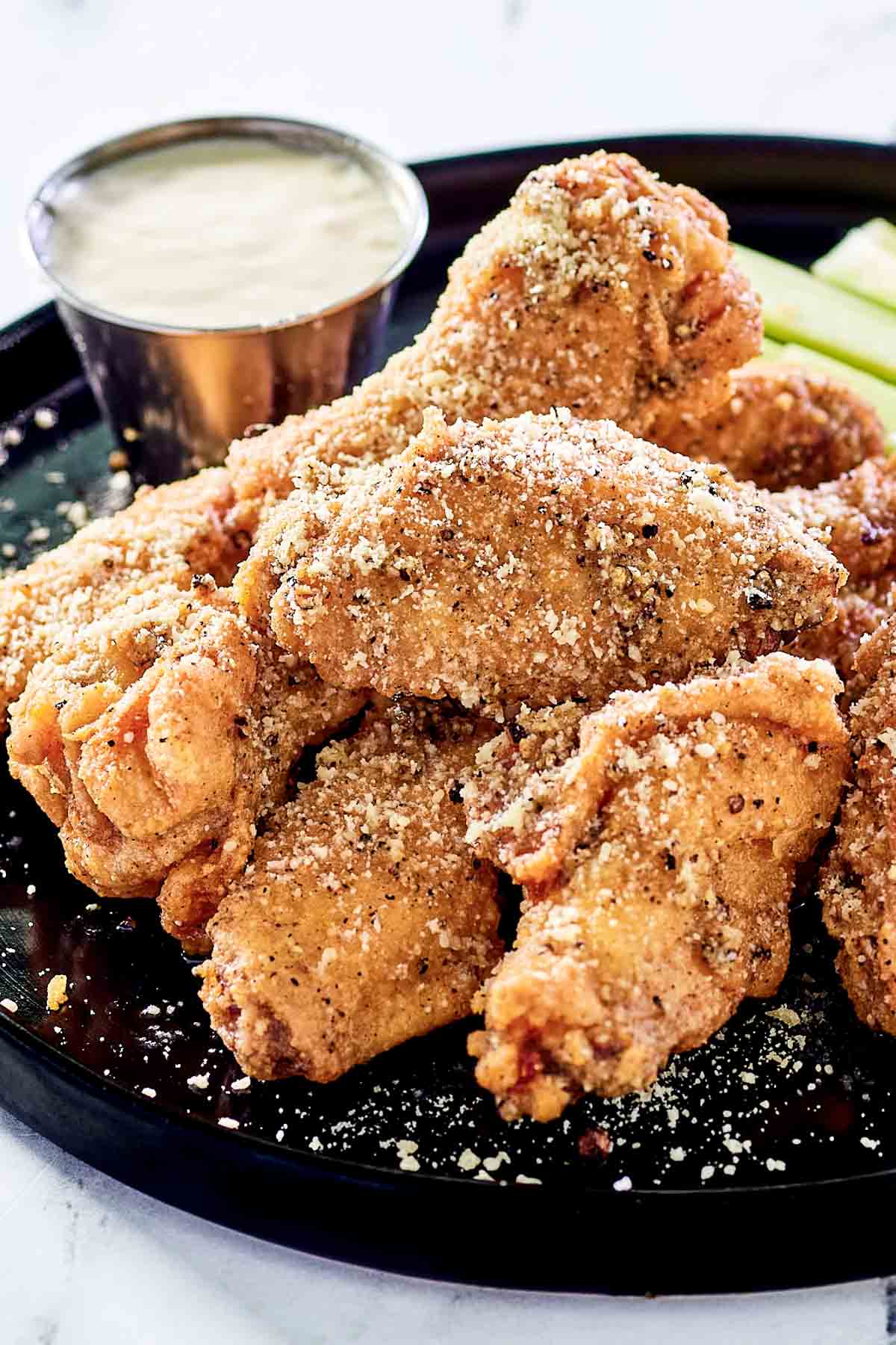 Breaded Wings with Garlic Parmesan Wing Sauce