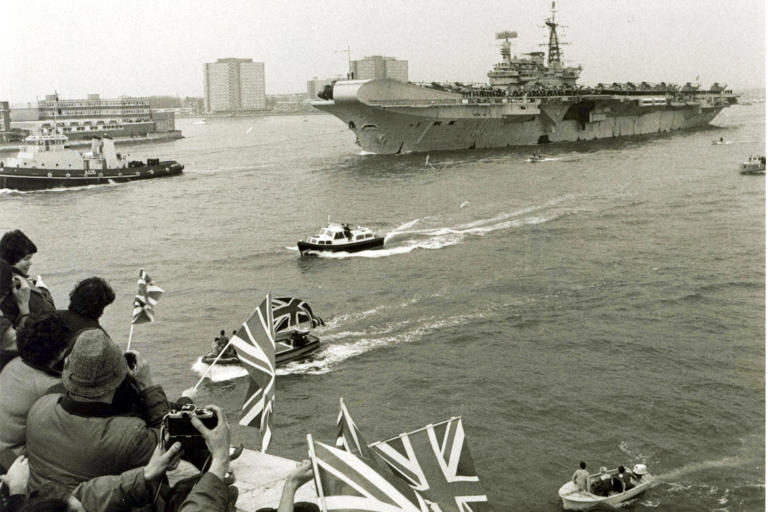 I found glorious pictures of world's oldest aircraft carrier HMS Hermes