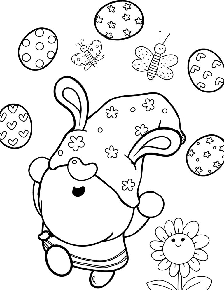 10 Spring Gnomes Coloring Pages