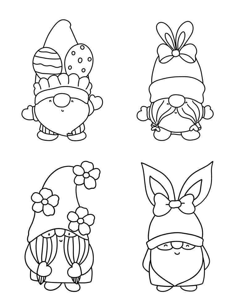 10 Spring Gnomes Coloring Pages